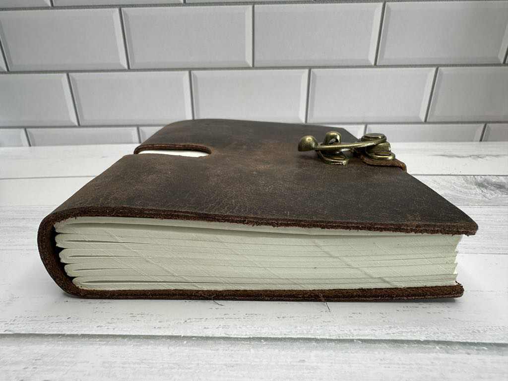 Handmade Leather Journal : 4" x 6" Brown Metal Clasp with cutout ...