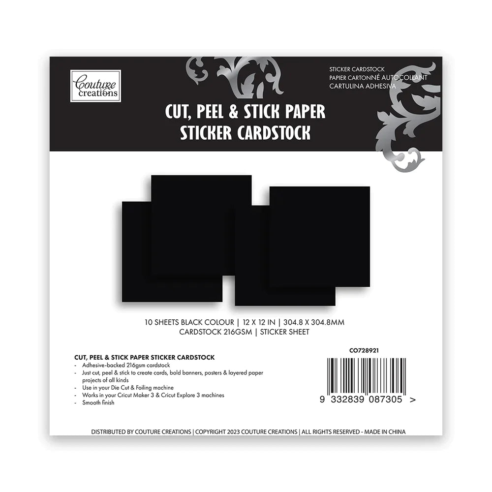 Adhesive 12x12 Black Cardstock - 216gsm 1 sheet – Craftables