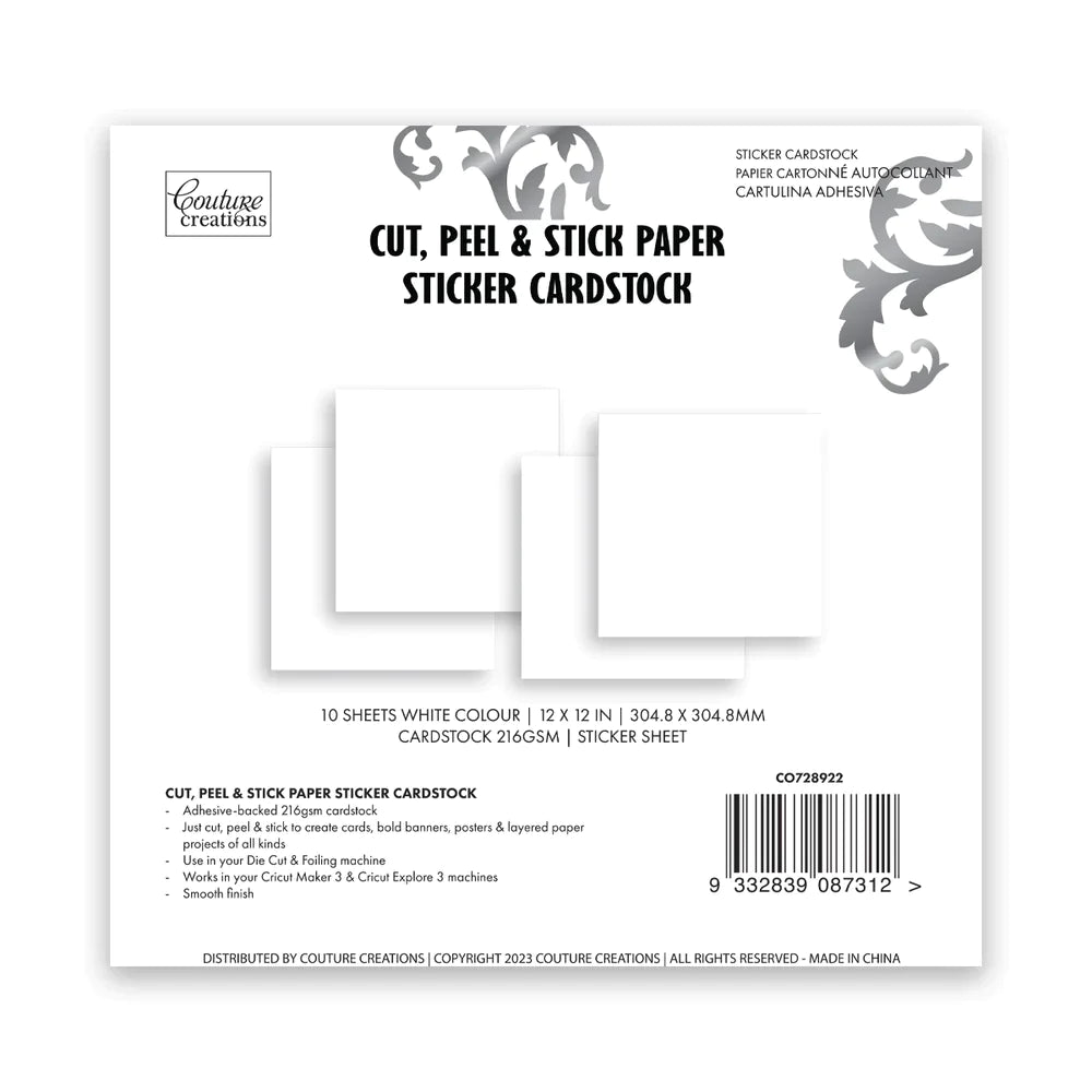 Adhesive 12x12 White Cardstock - 216gsm per sheet – Craftables