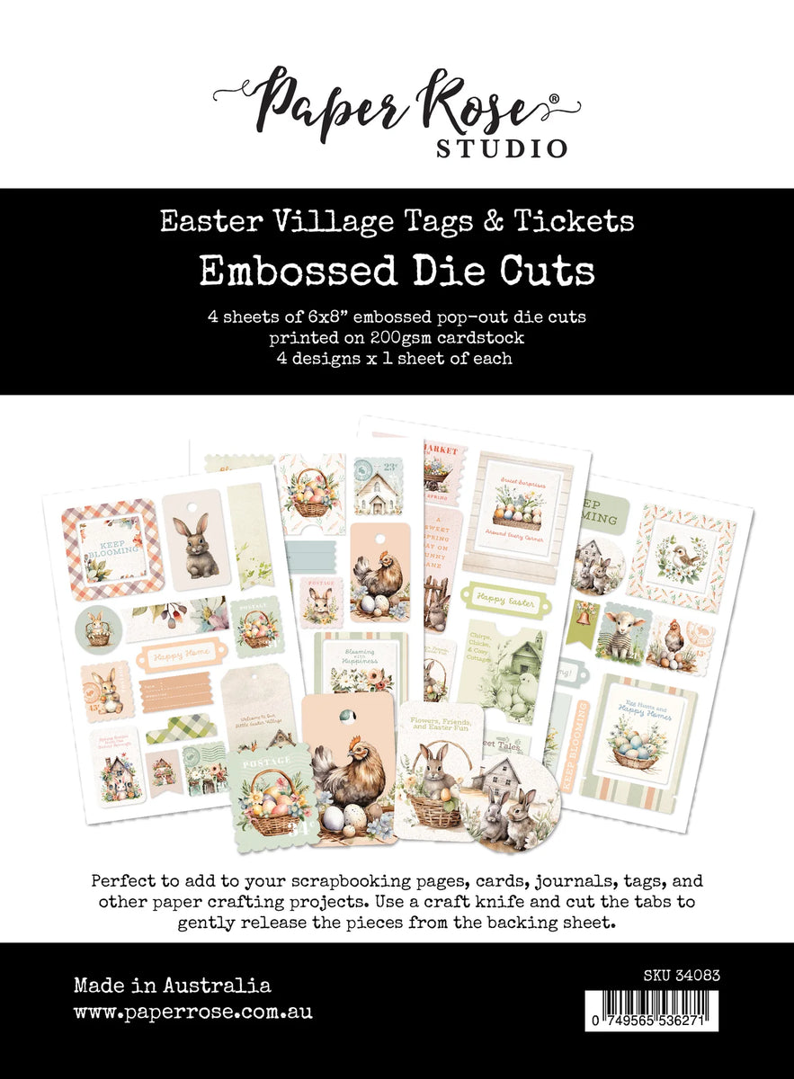 Easter Village : A5 Embossed Diecut sheets Tags and Tickets – Craftables