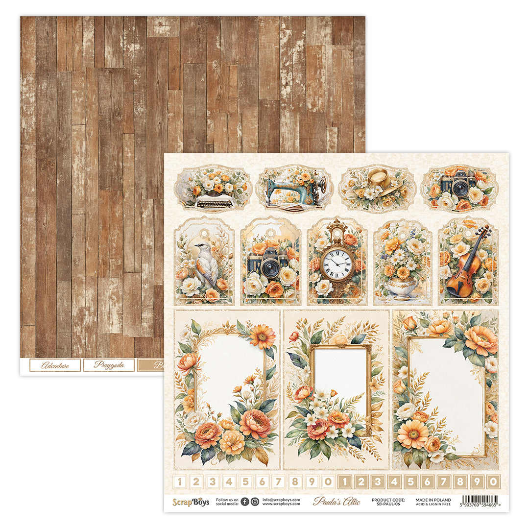PAUL06 : Paula Attic - 12x12 Double Sided Paper – Craftables