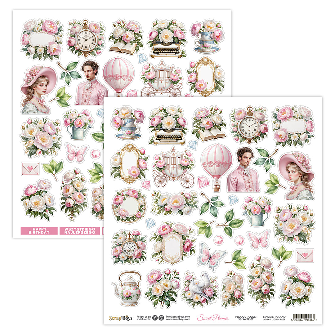 SWPE-07 : Sweet Peonies - 12x12 Double Sided Fussy Cutting Sheet ...