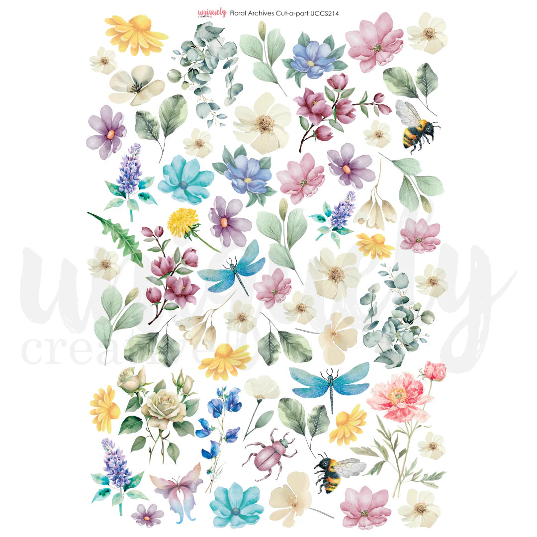 Floral Archives Cut Apart Sheet – Craftables