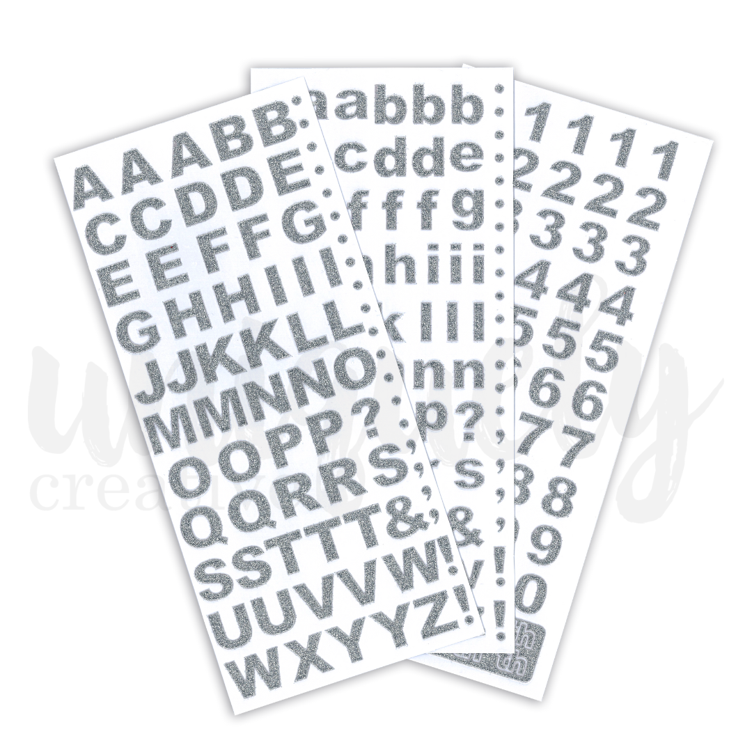 UCE1975 : Glitter Alpha & Number Stickers - Silver – Craftables